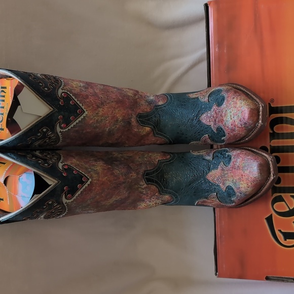 Ferrini | Shoes | Ferrini Italia Sweetheart Teal Vtoe Cowboy Boots ...